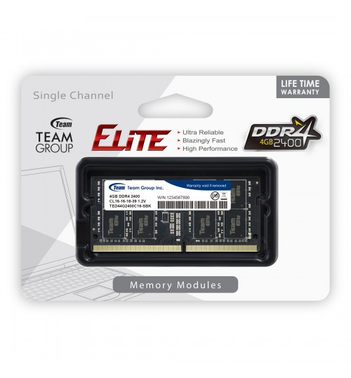 TEAM ELITE DDR4 4GB 2400 CL16-16-16-39 1.2V SODIMM